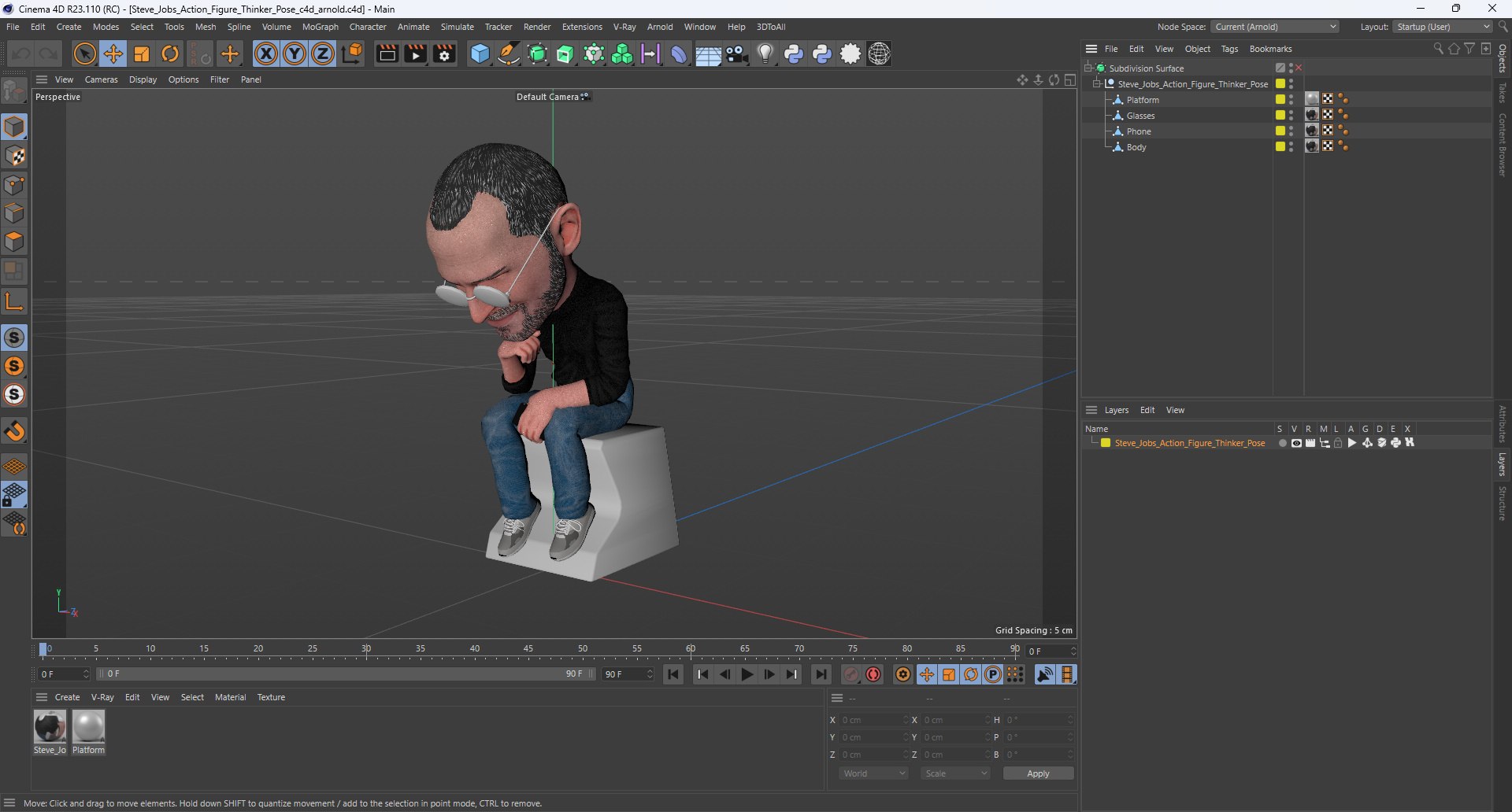 3D Steve Jobs Action Figure Thinker Pose For 3D Print Model ...