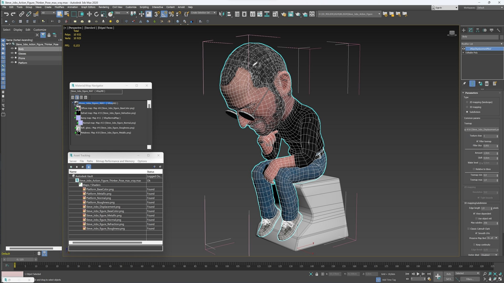 3D Steve Jobs Action Figure Thinker Pose For 3D Print Model ...
