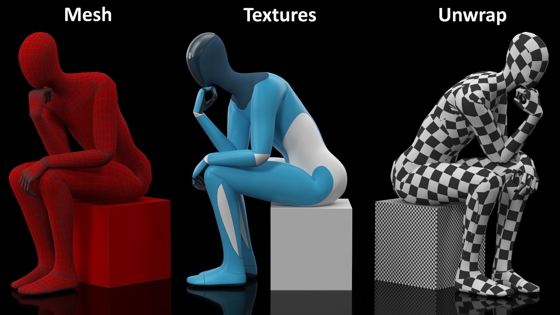 3D Robotic Humanoid Thinker Pose model - TurboSquid 1807071