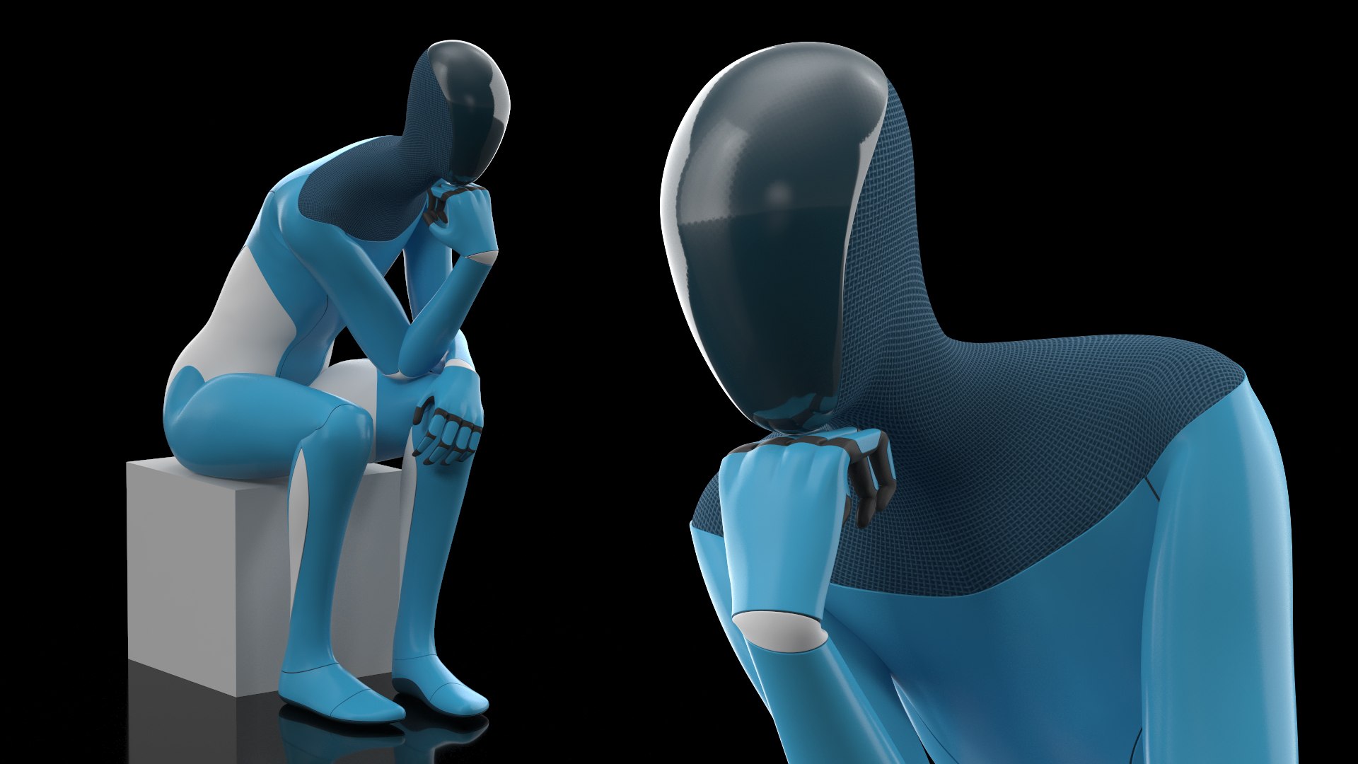 3D Robotic Humanoid Thinker Pose Model - TurboSquid 1807071