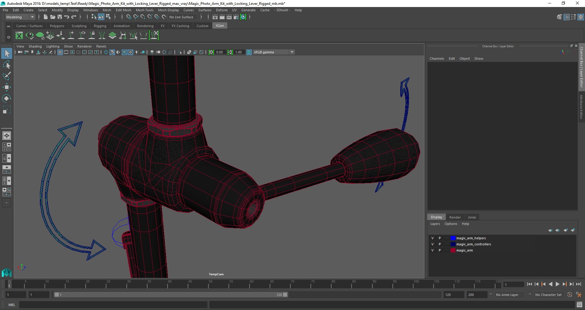 3D Model Magic Photo Arm Kit With Locking Lever Rigged For Maya ...