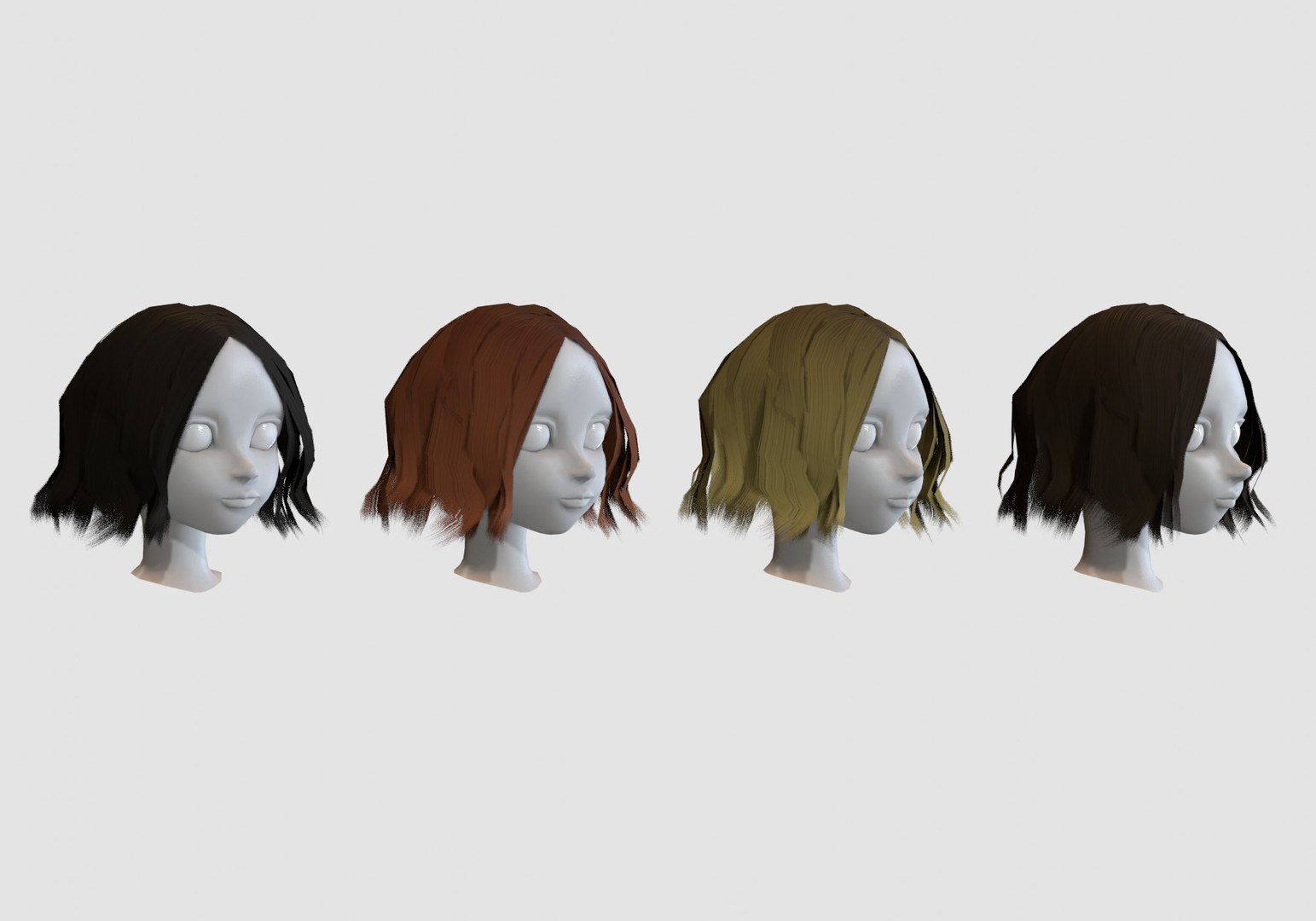 Hairstyle in 4 colors 3D model - TurboSquid 1899401