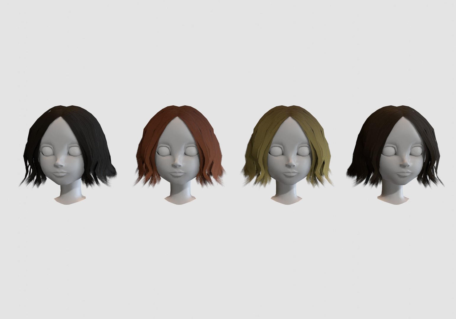 Hairstyle in 4 colors 3D model - TurboSquid 1899401