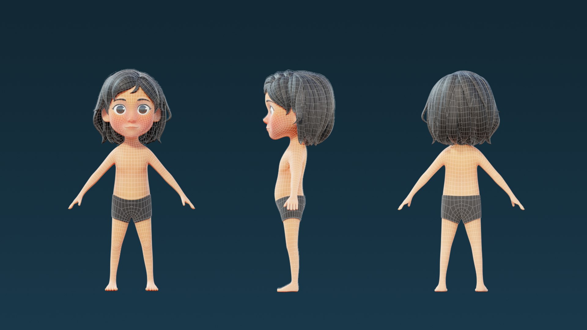 3D Cartoon Base Mesh Kid Child Female Model - TurboSquid 2238254