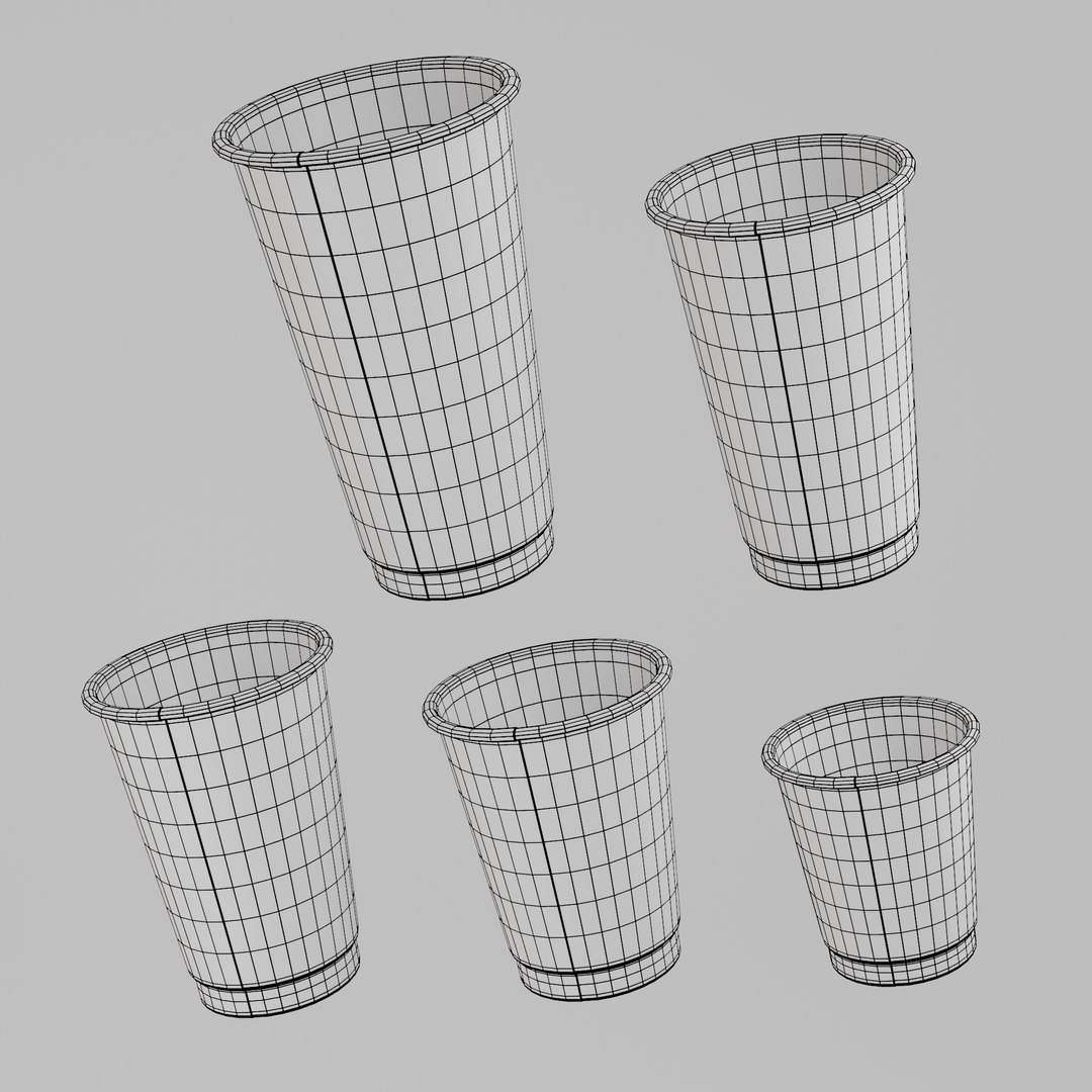 3D Paper Cups And Paper Food Containers Model - TurboSquid 2143921