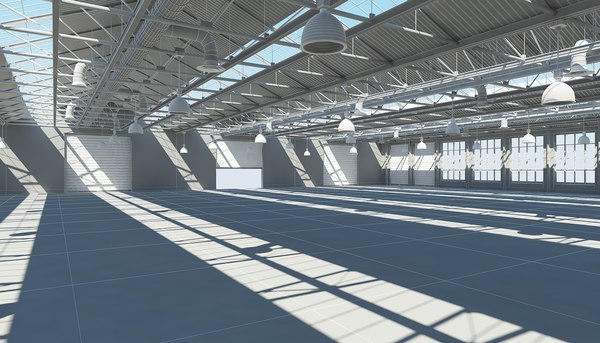 3ds max large warehouse interior
