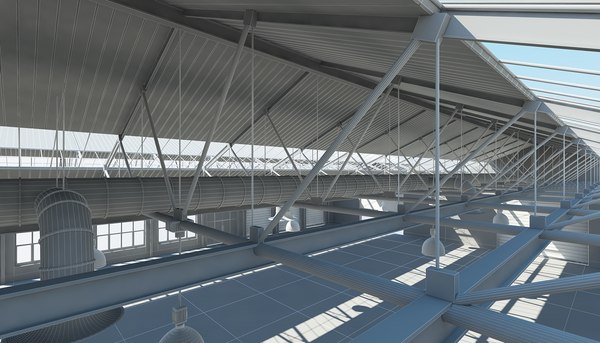 3ds max large warehouse interior