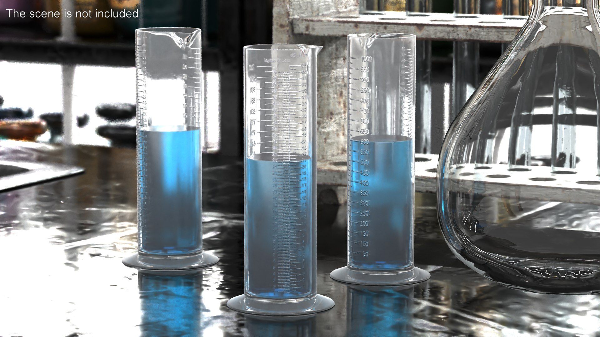 3D Measuring Cylinder Flask Blue Liquor - TurboSquid 2062694