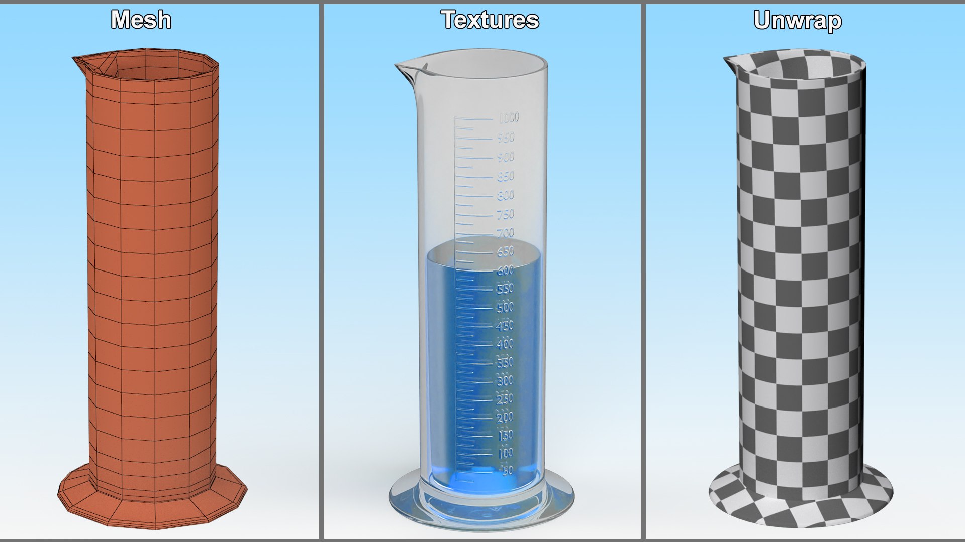 3D Measuring Cylinder Flask Blue Liquor - TurboSquid 2062694