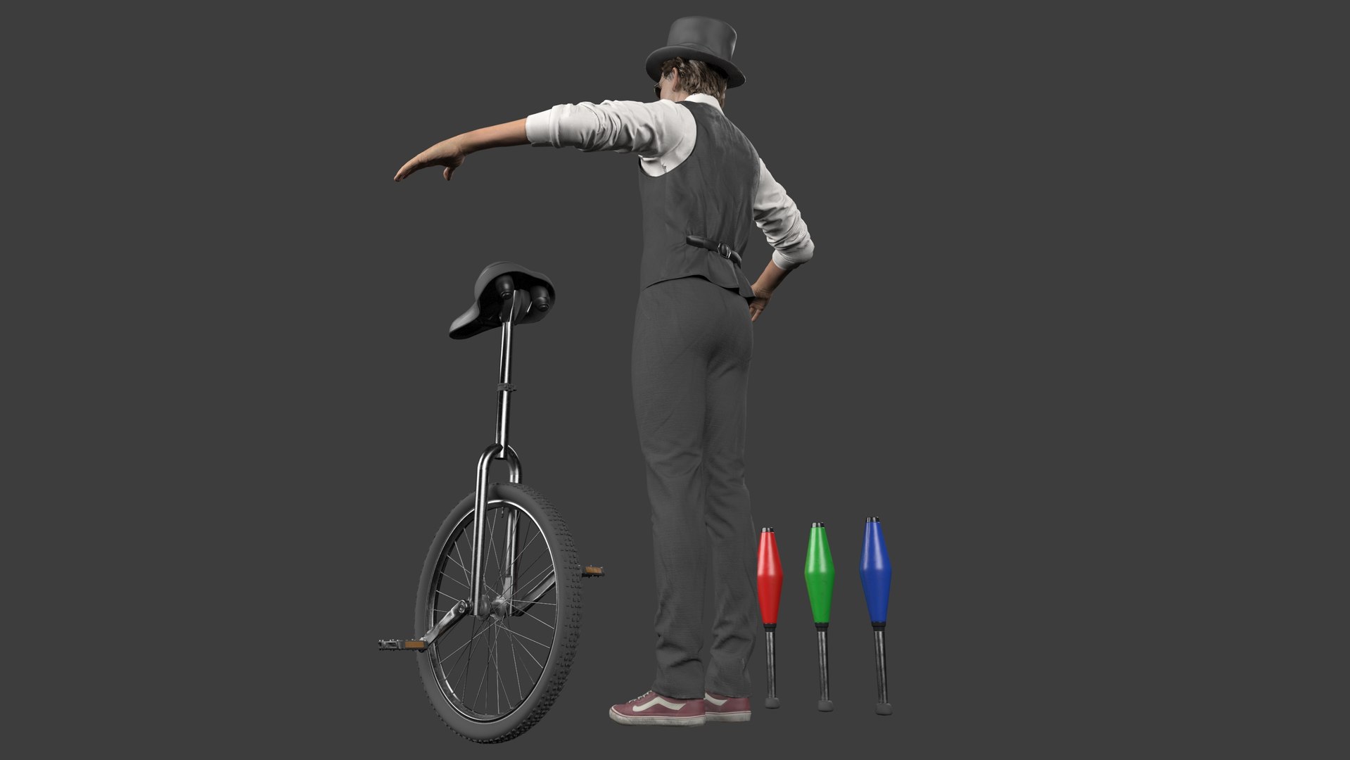 Street Performer With A Unicycle 3D Model - TurboSquid 2326793