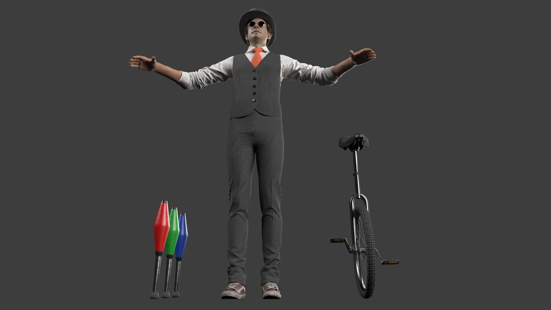 Street Performer With A Unicycle 3D Model - TurboSquid 2326793