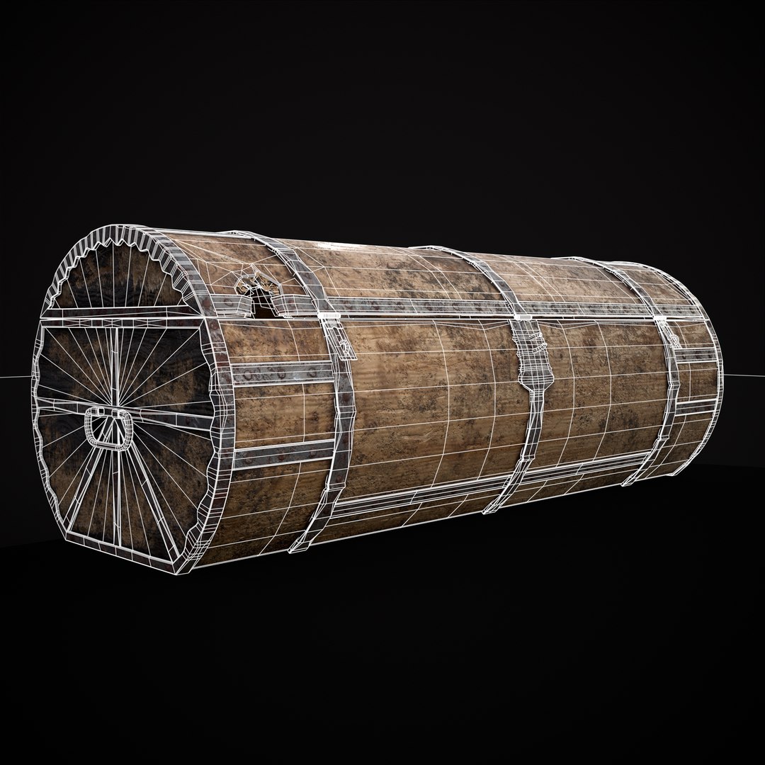 3D Medieval Cylindrical Chest - TurboSquid 2078316