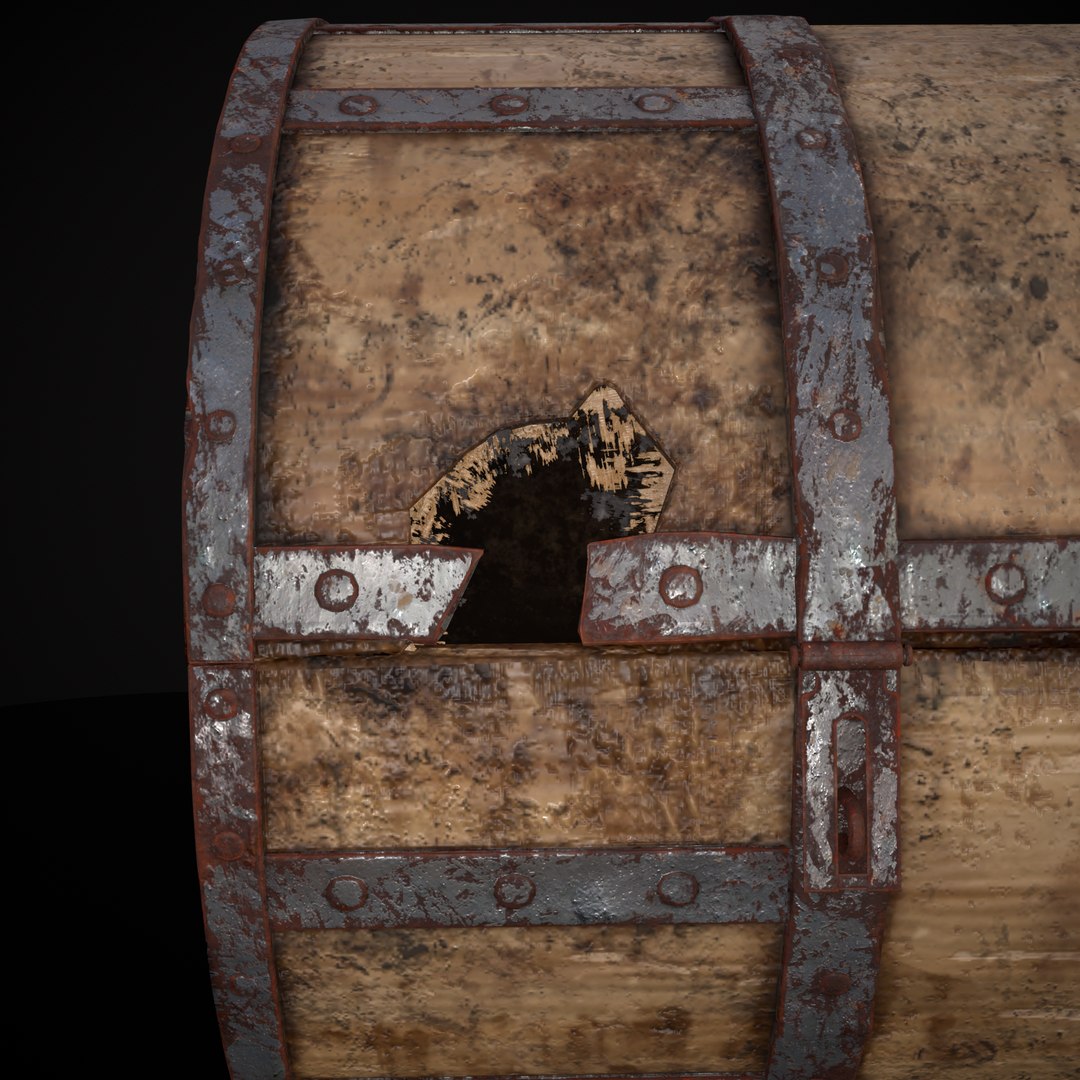 3D Medieval Cylindrical Chest - TurboSquid 2078316