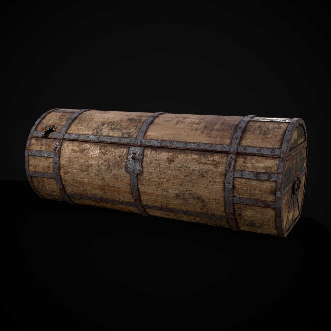 3D Medieval Cylindrical Chest - TurboSquid 2078316