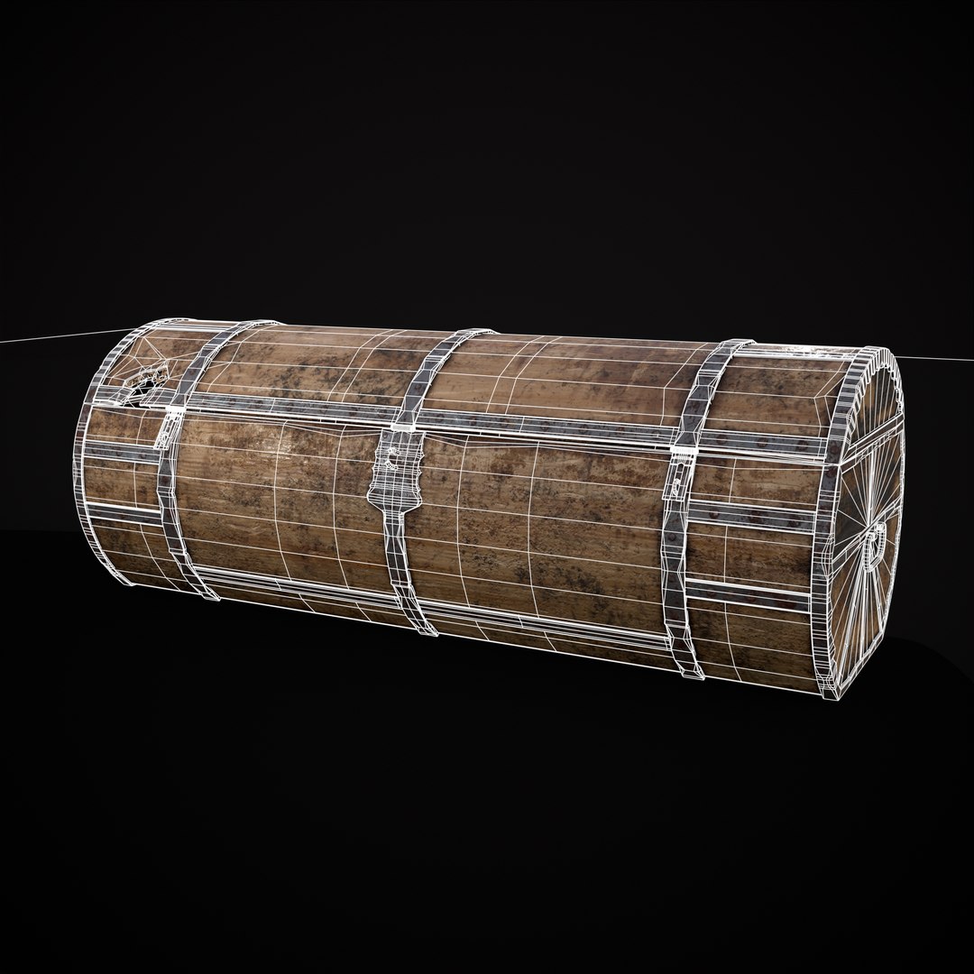 3D Medieval Cylindrical Chest - TurboSquid 2078316