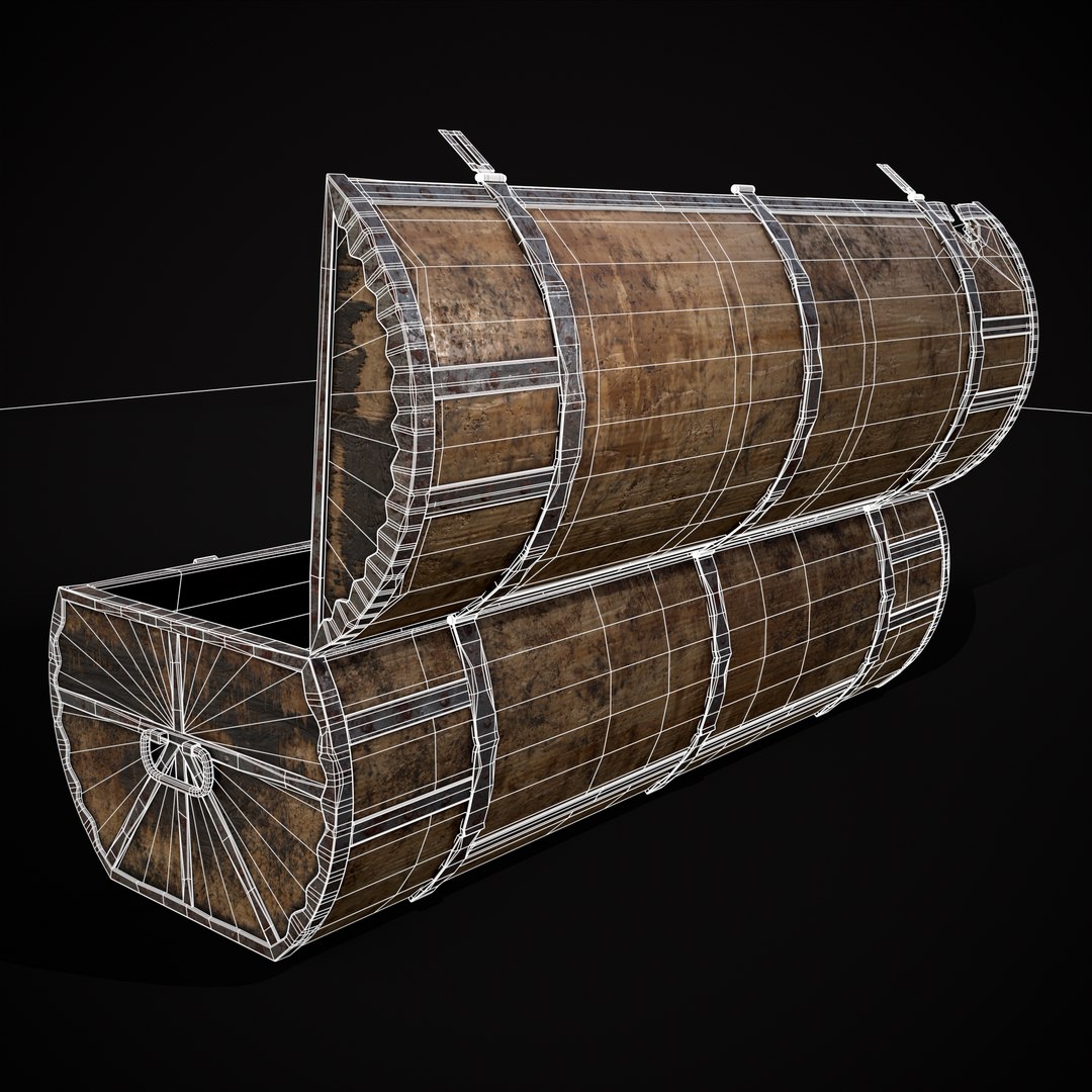3D Medieval Cylindrical Chest - TurboSquid 2078316