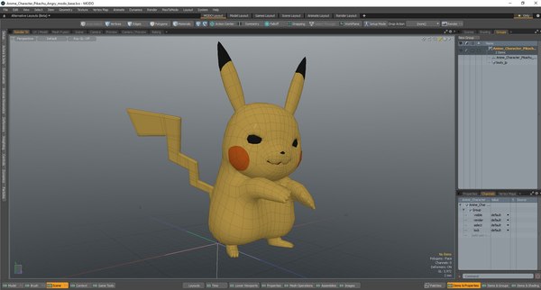 modelo 3d Personaje de anime Pikachu enojado - TurboSquid 2076928