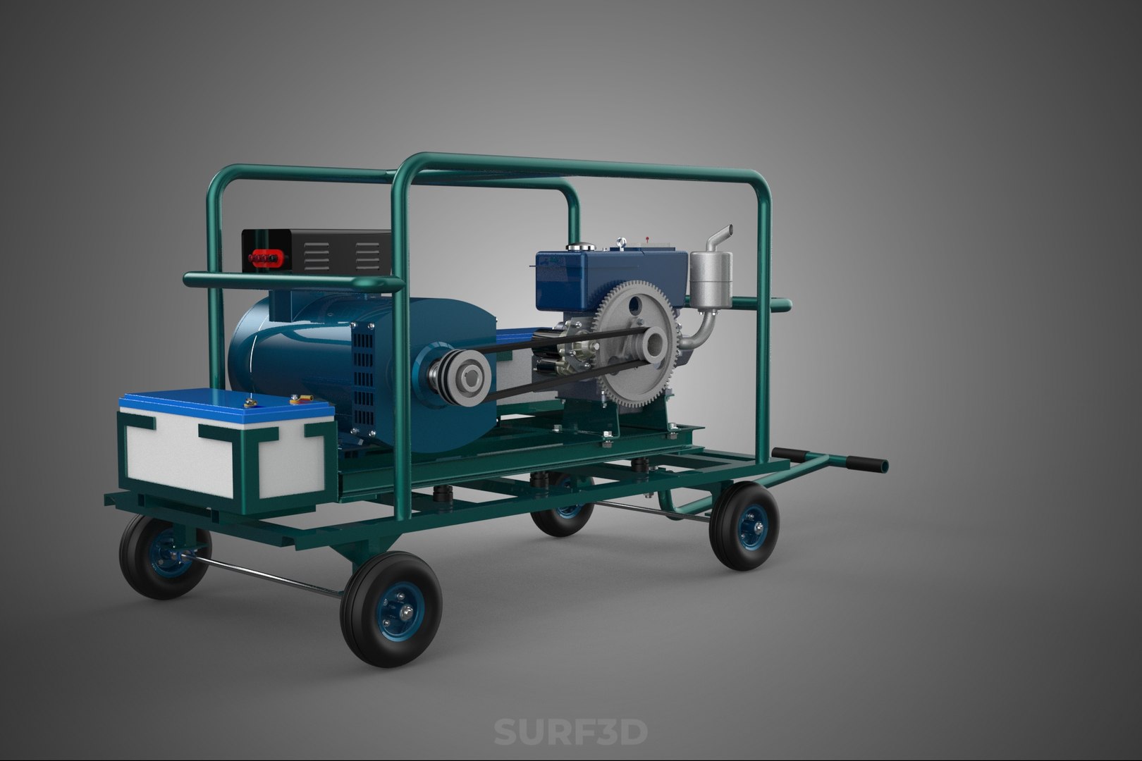 CART TURBINE POWER GENERATOR SET DIESEL ENGINE ALTERNATOR DYNAMO 3D ...