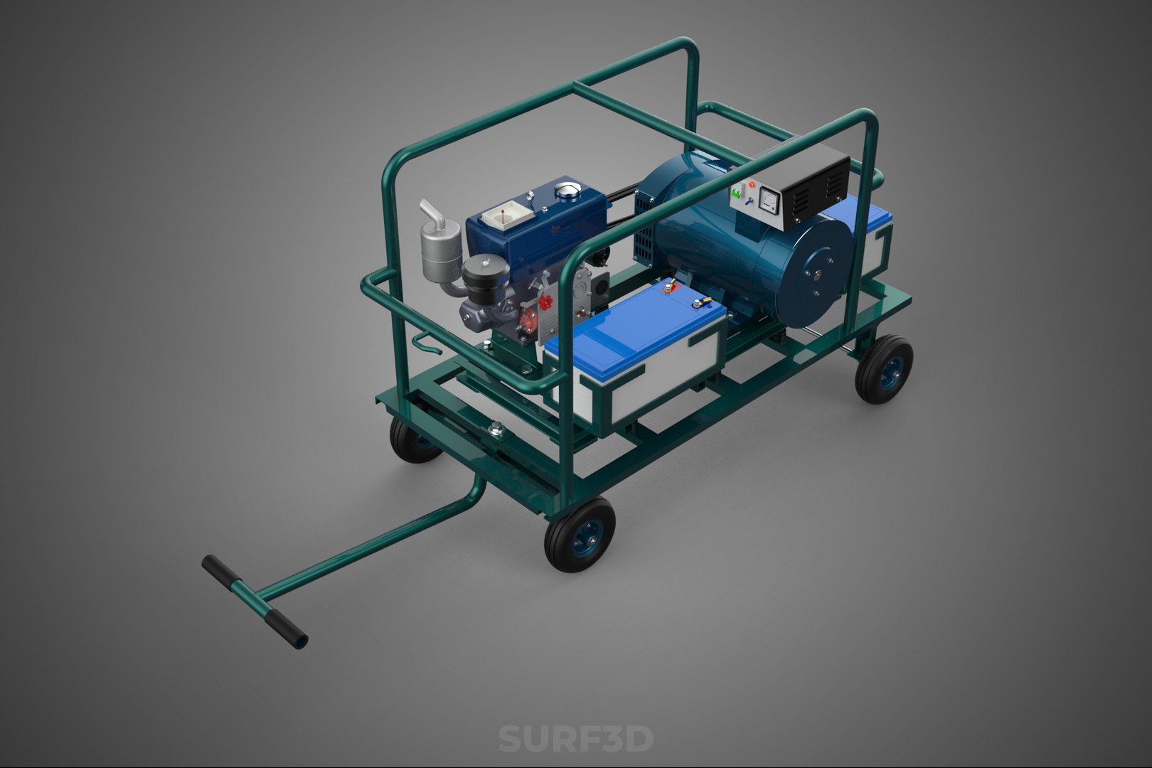 CART TURBINE POWER GENERATOR SET DIESEL ENGINE ALTERNATOR DYNAMO 3D ...