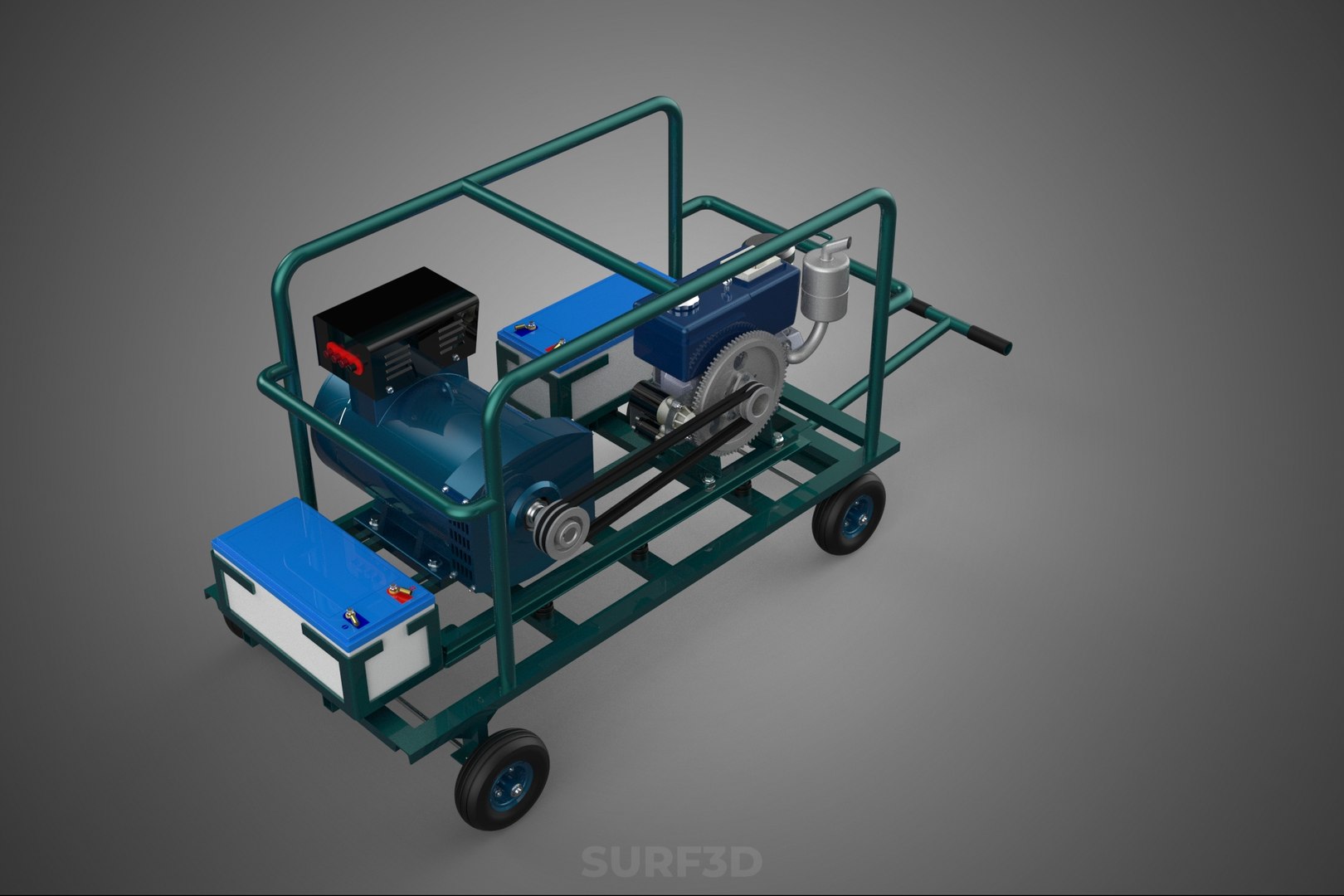 CART TURBINE POWER GENERATOR SET DIESEL ENGINE ALTERNATOR DYNAMO 3D ...