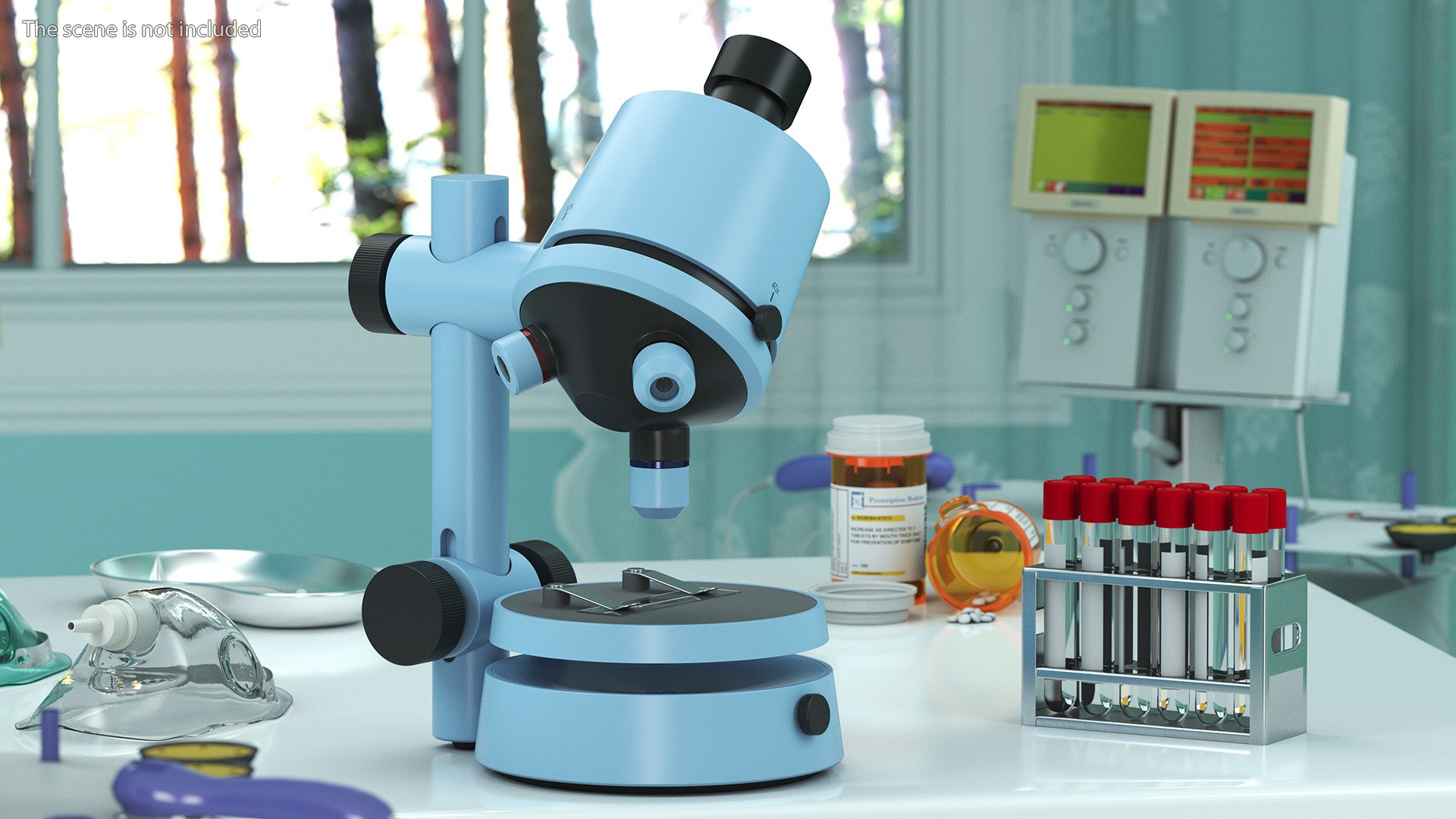 3D Model Stereoscopic Modern Microscope Blue - TurboSquid 2070424