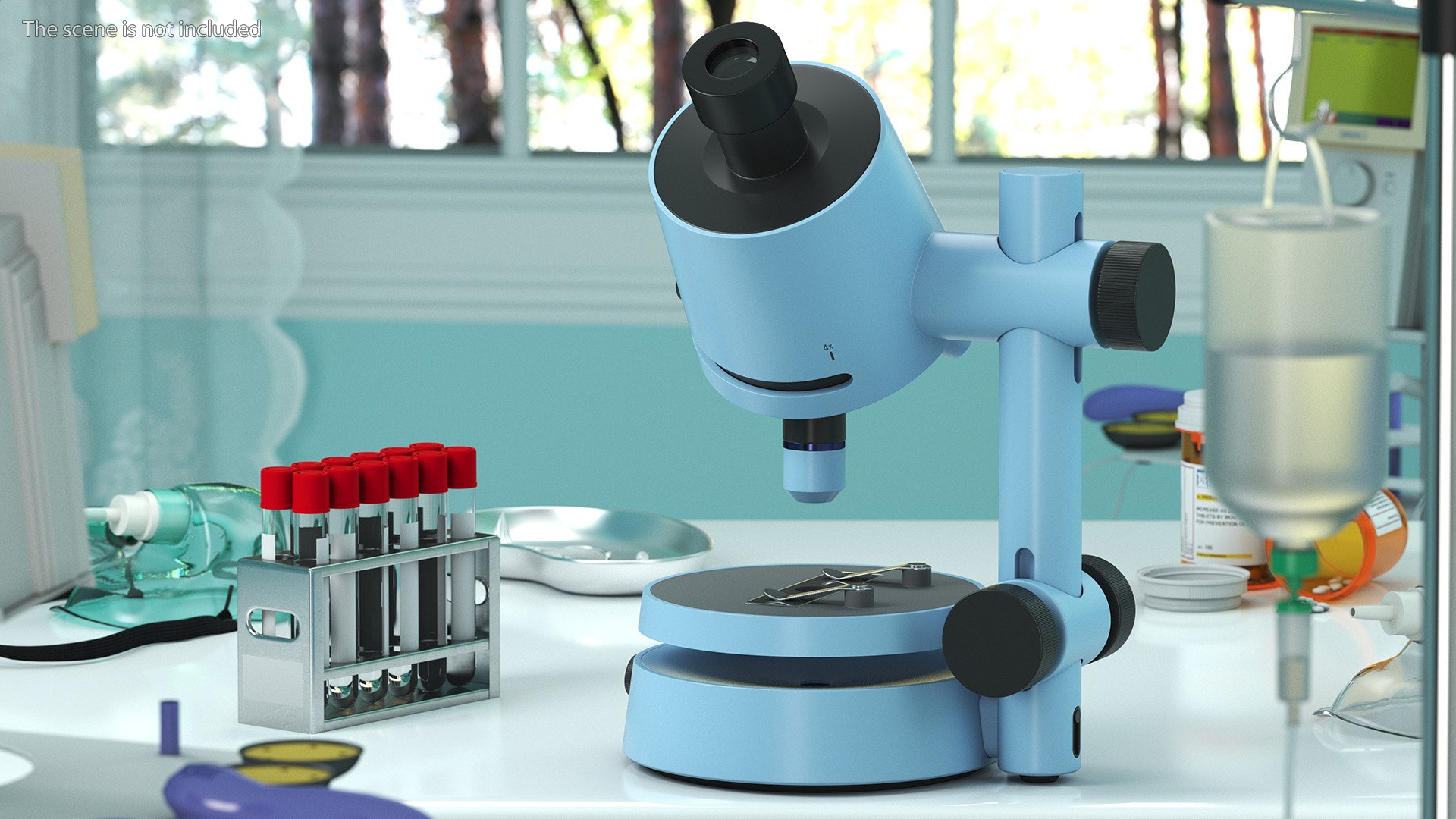 3D Model Stereoscopic Modern Microscope Blue - TurboSquid 2070424