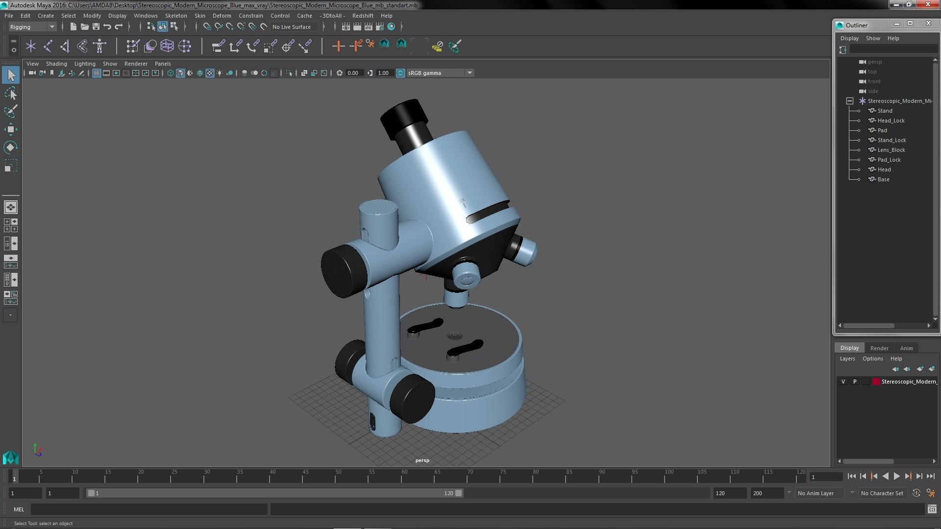 3D model Stereoscopic Modern Microscope Blue - TurboSquid 2070424