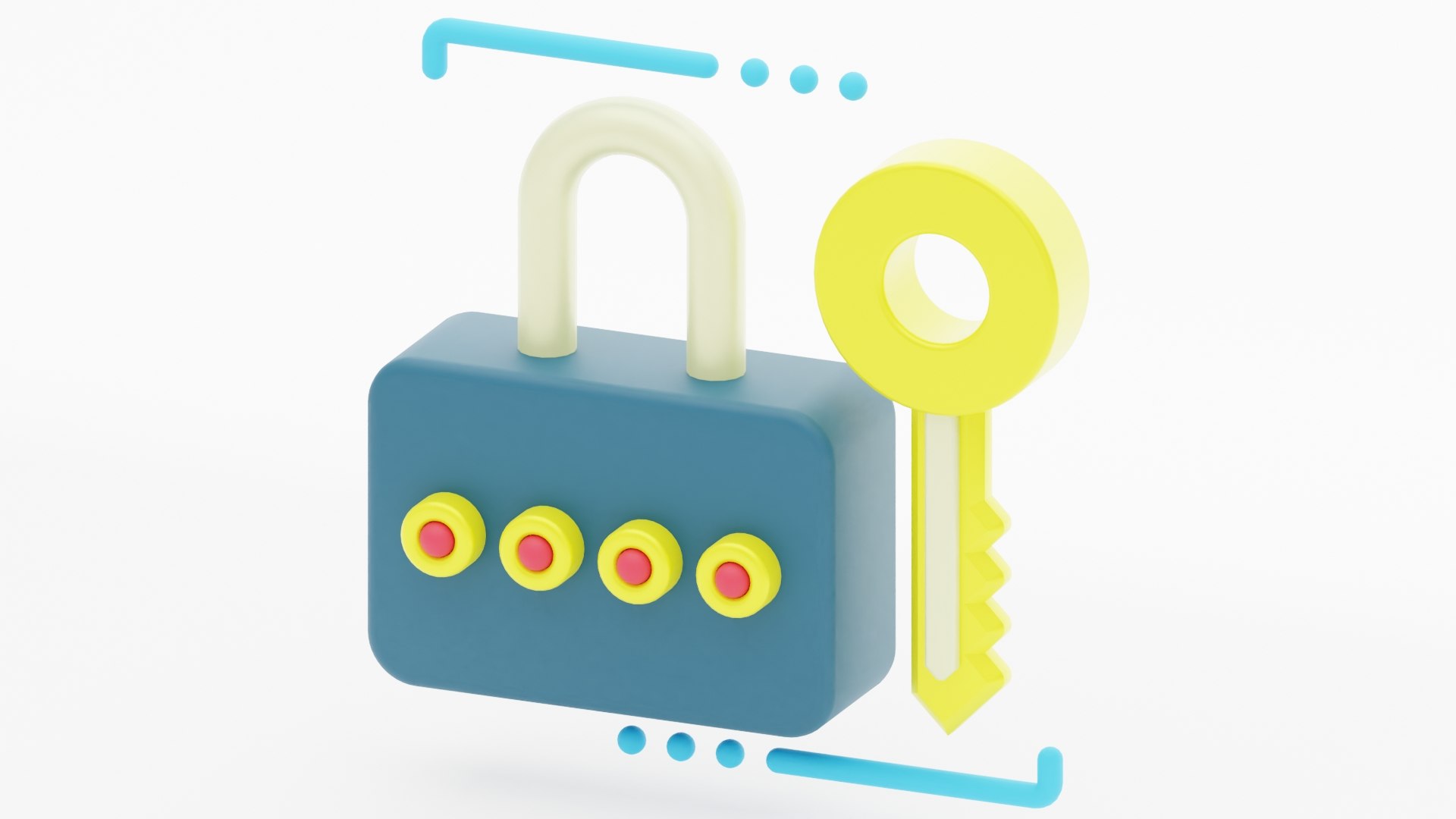 3D Icon Of Password Represented With Lock And Key - TurboSquid 2068333