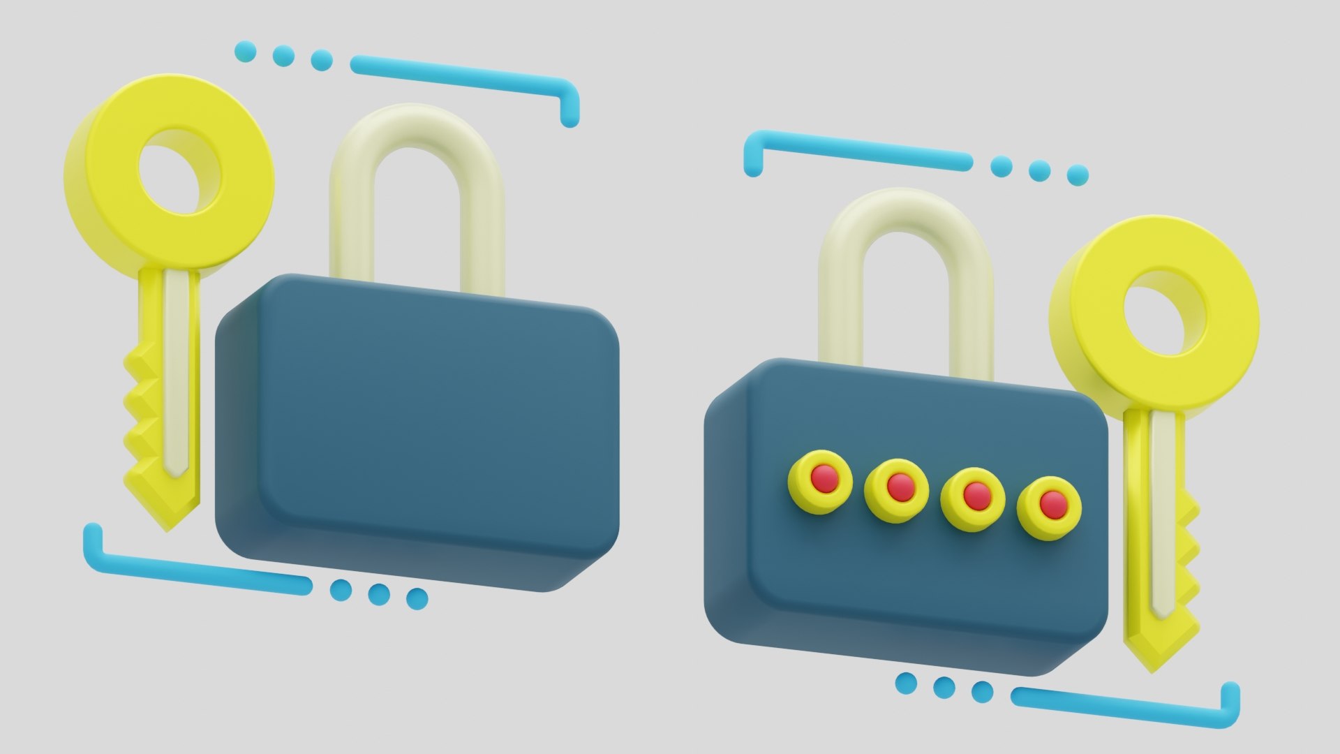 3D Icon Of Password Represented With Lock And Key - TurboSquid 2068333