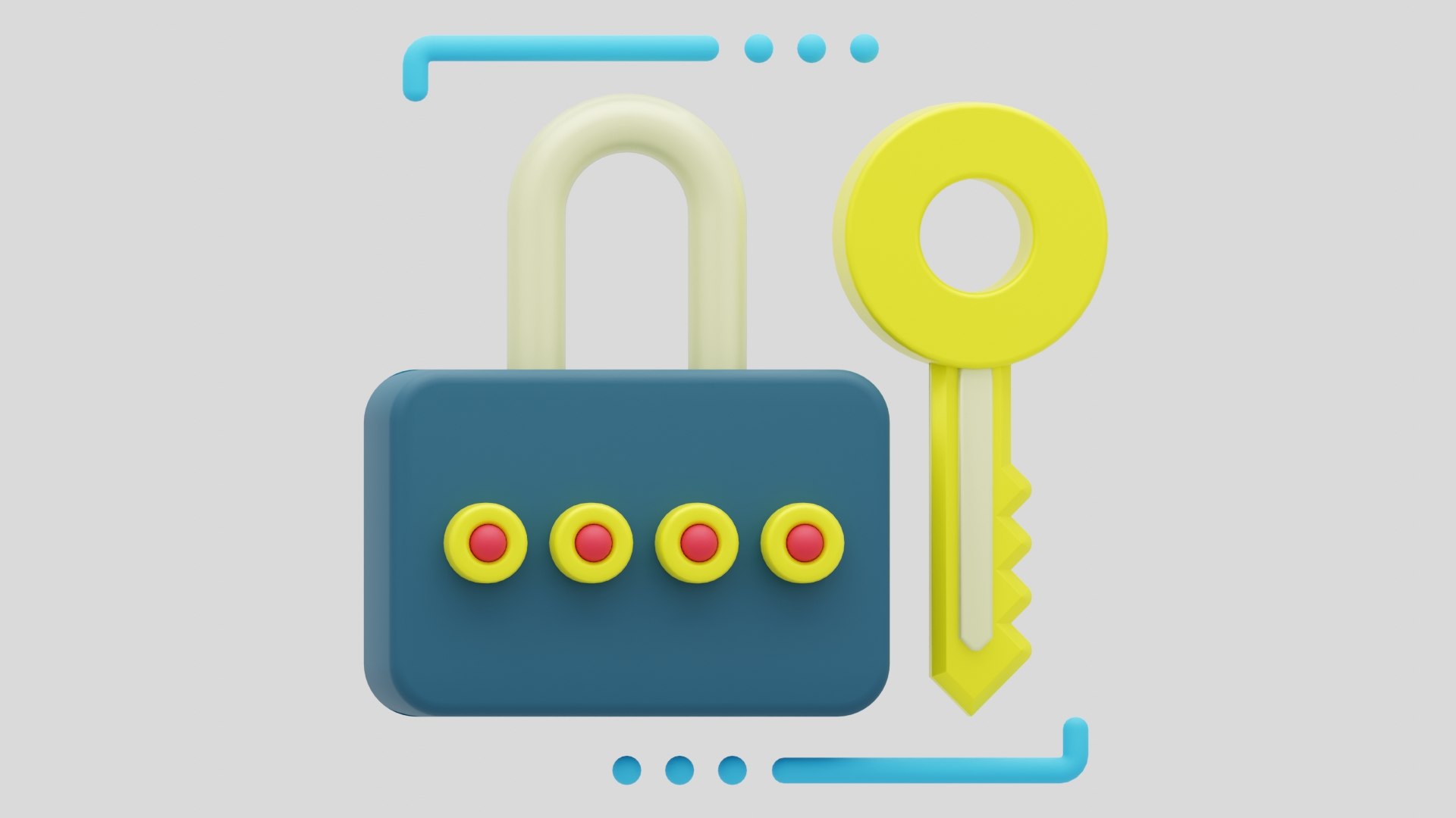 3D Icon Of Password Represented With Lock And Key - TurboSquid 2068333
