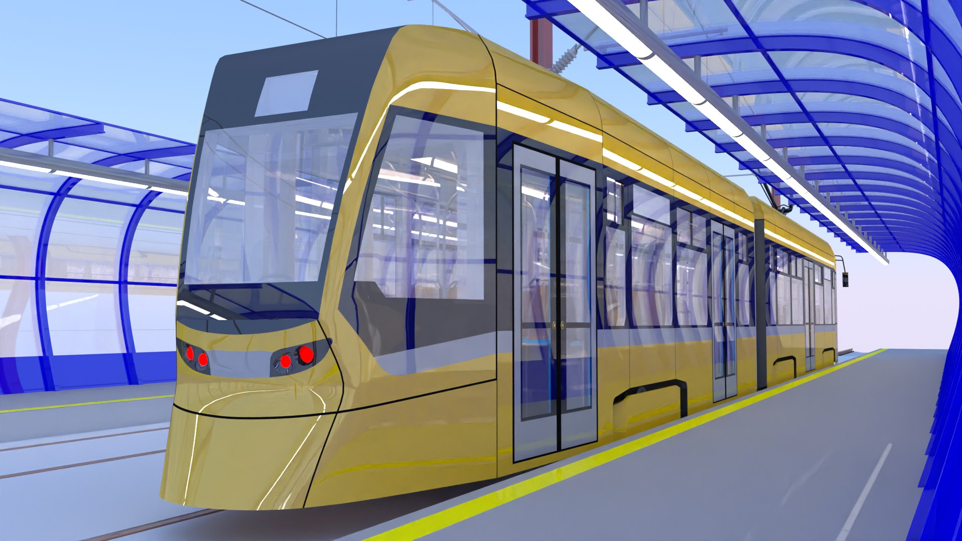 3D Stadler Tram Stop Model - TurboSquid 2143428