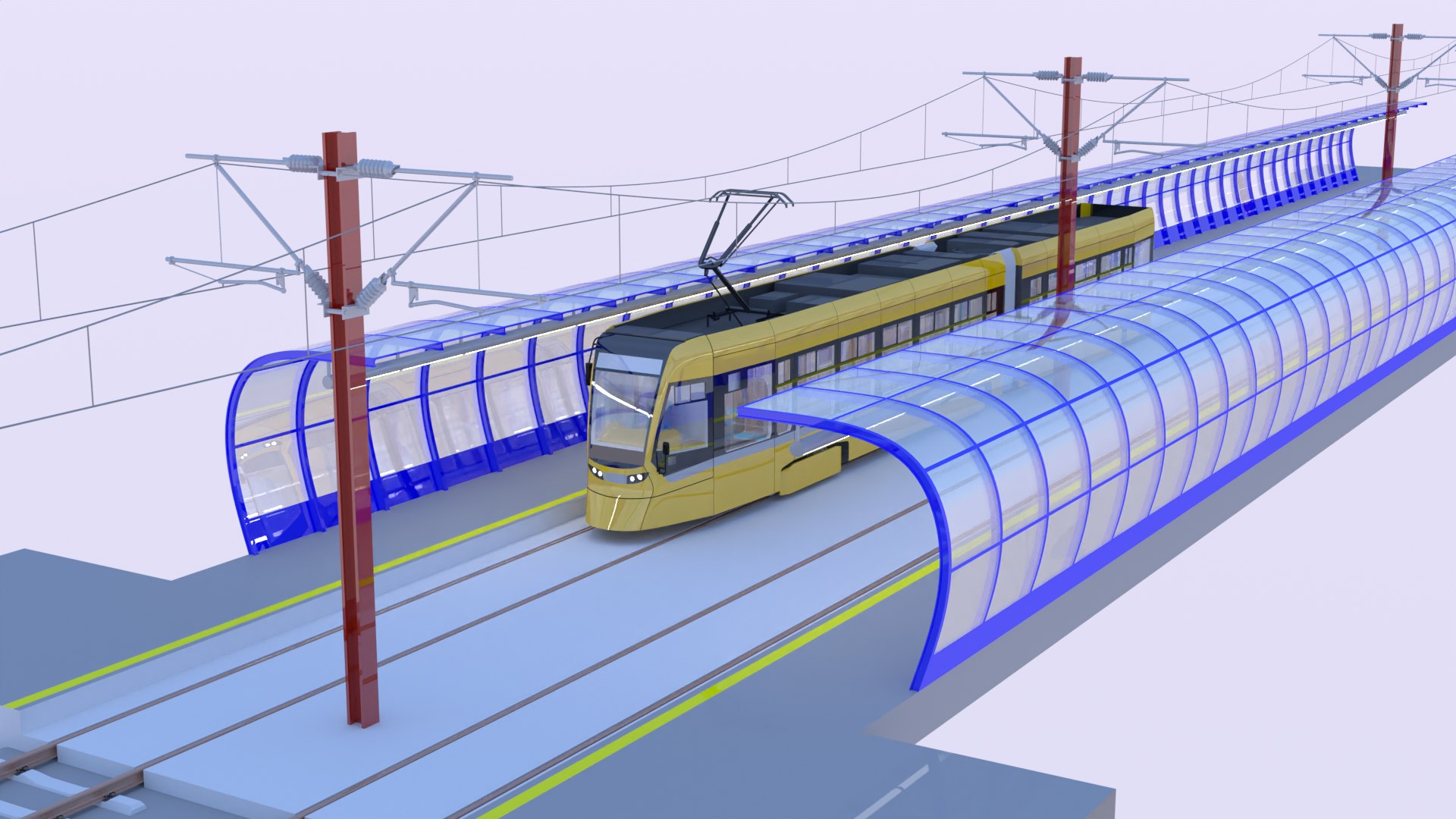 3D Stadler Tram Stop Model - TurboSquid 2143428