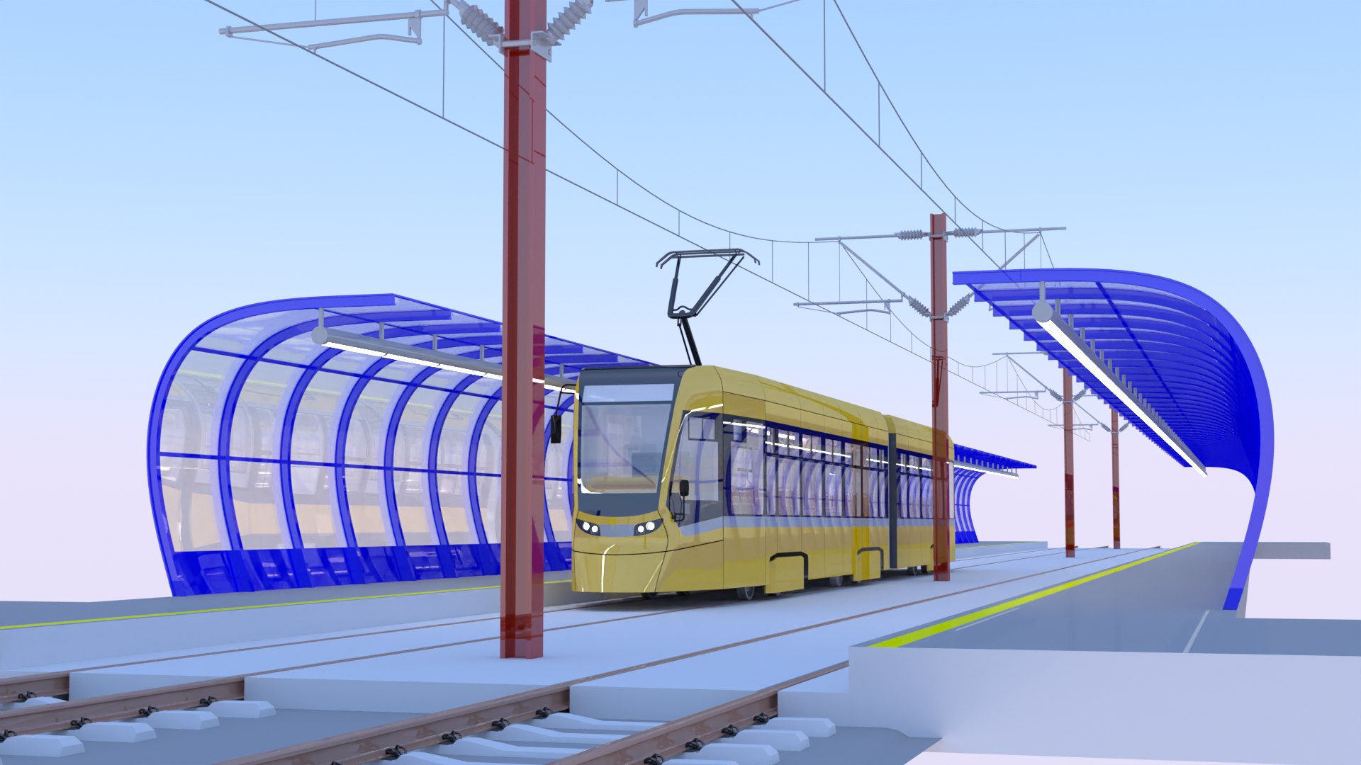 3D Stadler Tram Stop Model - TurboSquid 2143428