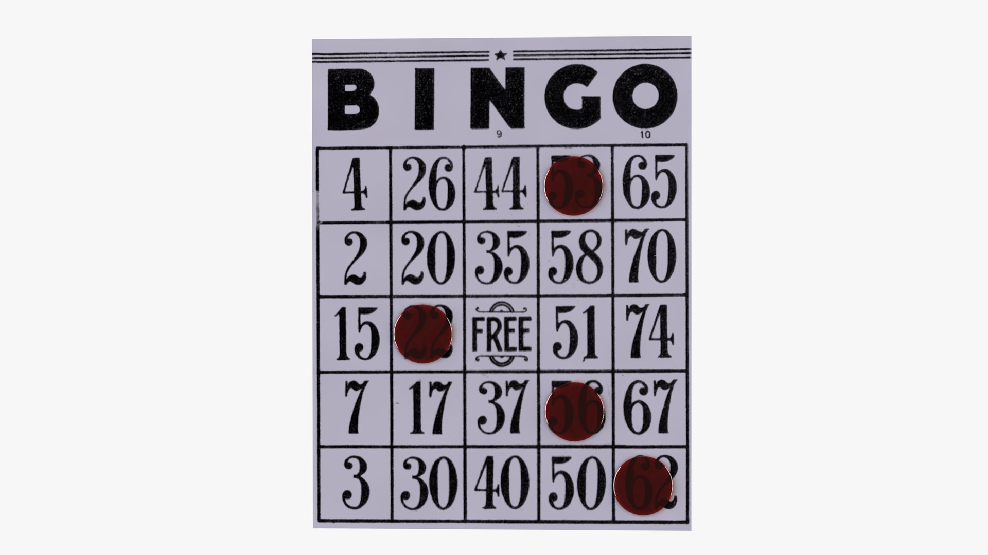 Bingo Card 3D Model - TurboSquid 1814082