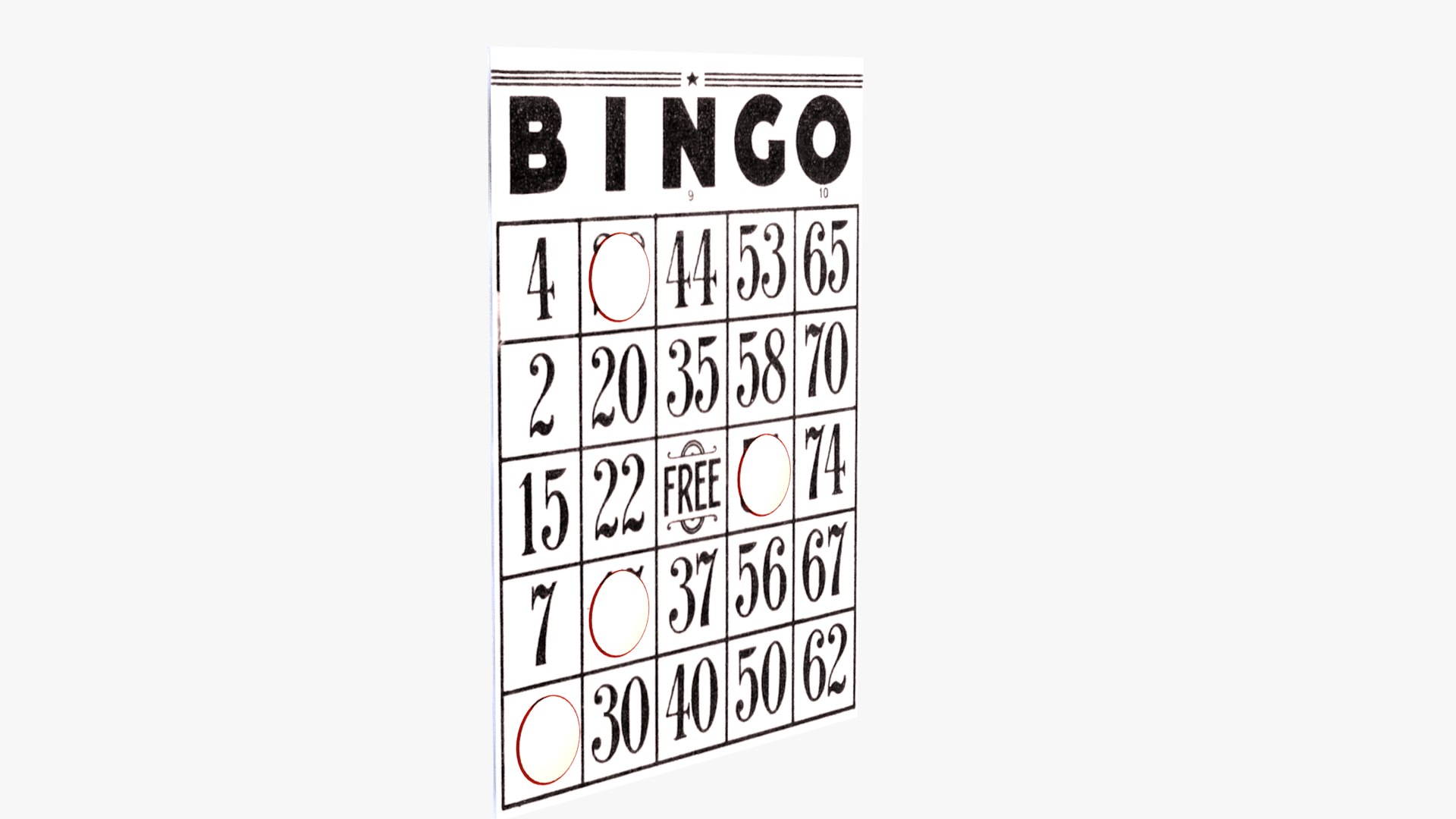 Bingo Card 3D Model - TurboSquid 1814082