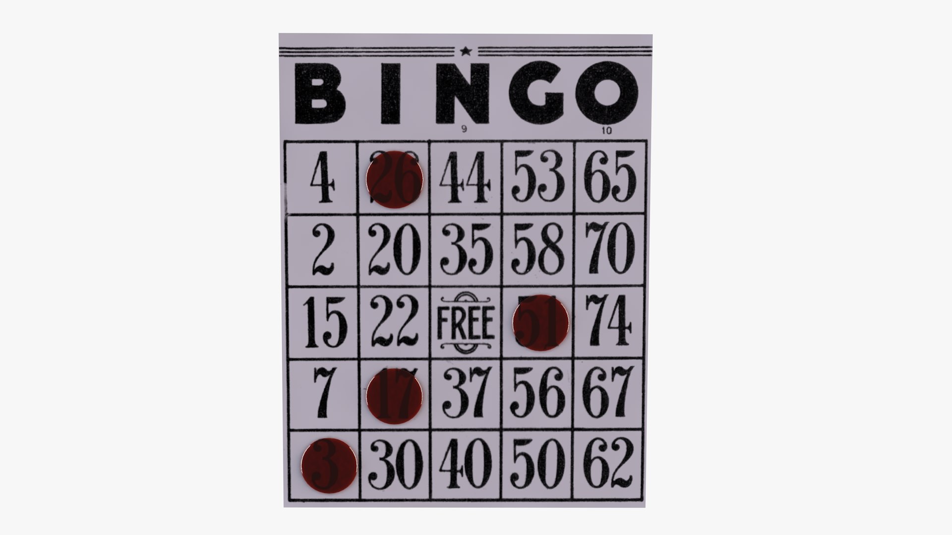 Bingo Card 3D Model - TurboSquid 1814082