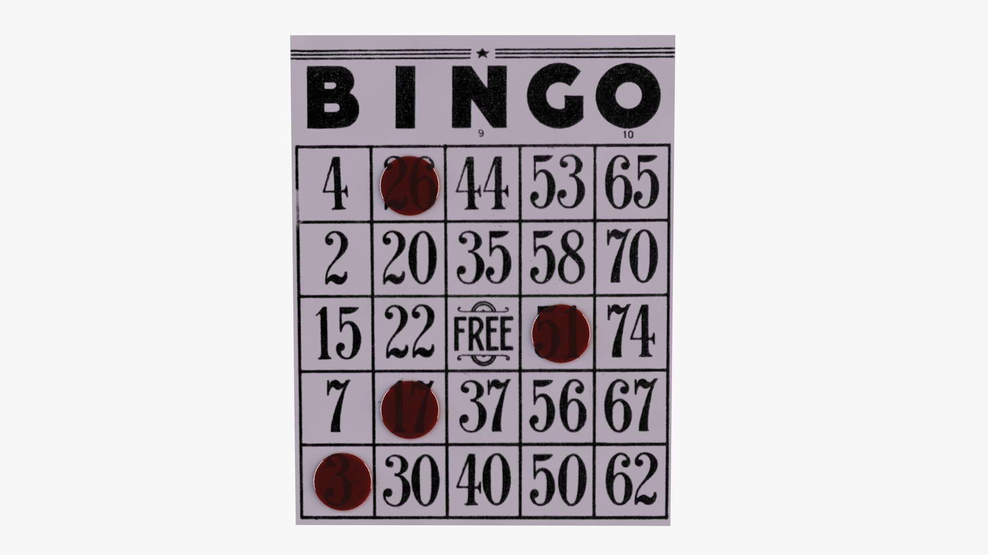 Bingo Card 3D Model - TurboSquid 1814082