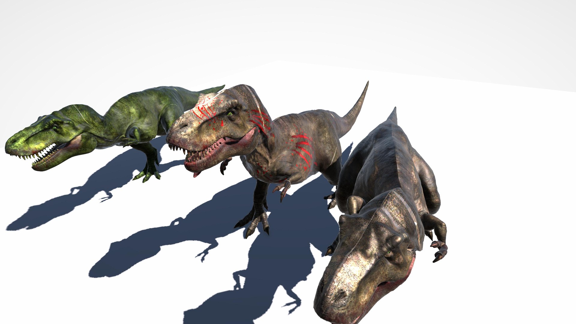 3 Animated Tyrannosaurus - T-rex Dinosaur Unity Asset Ready 3D ...