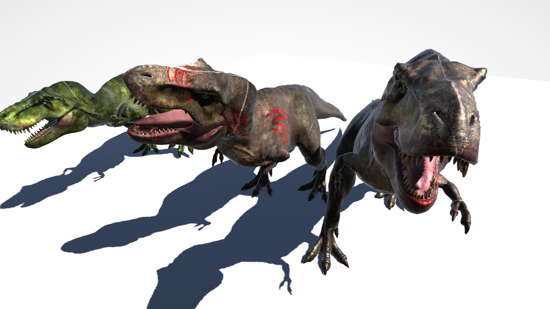 3 Animated Tyrannosaurus - T-rex Dinosaur Unity Asset Ready 3D ...