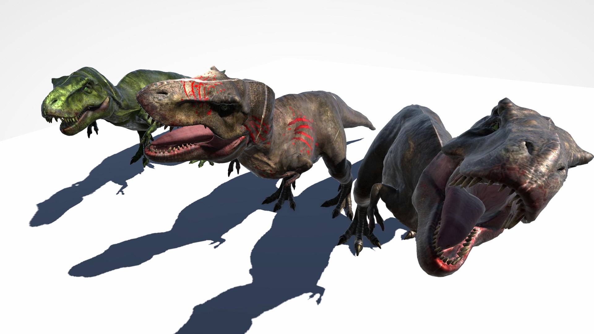 3 Animated Tyrannosaurus - T-rex Dinosaur Unity Asset Ready 3D ...