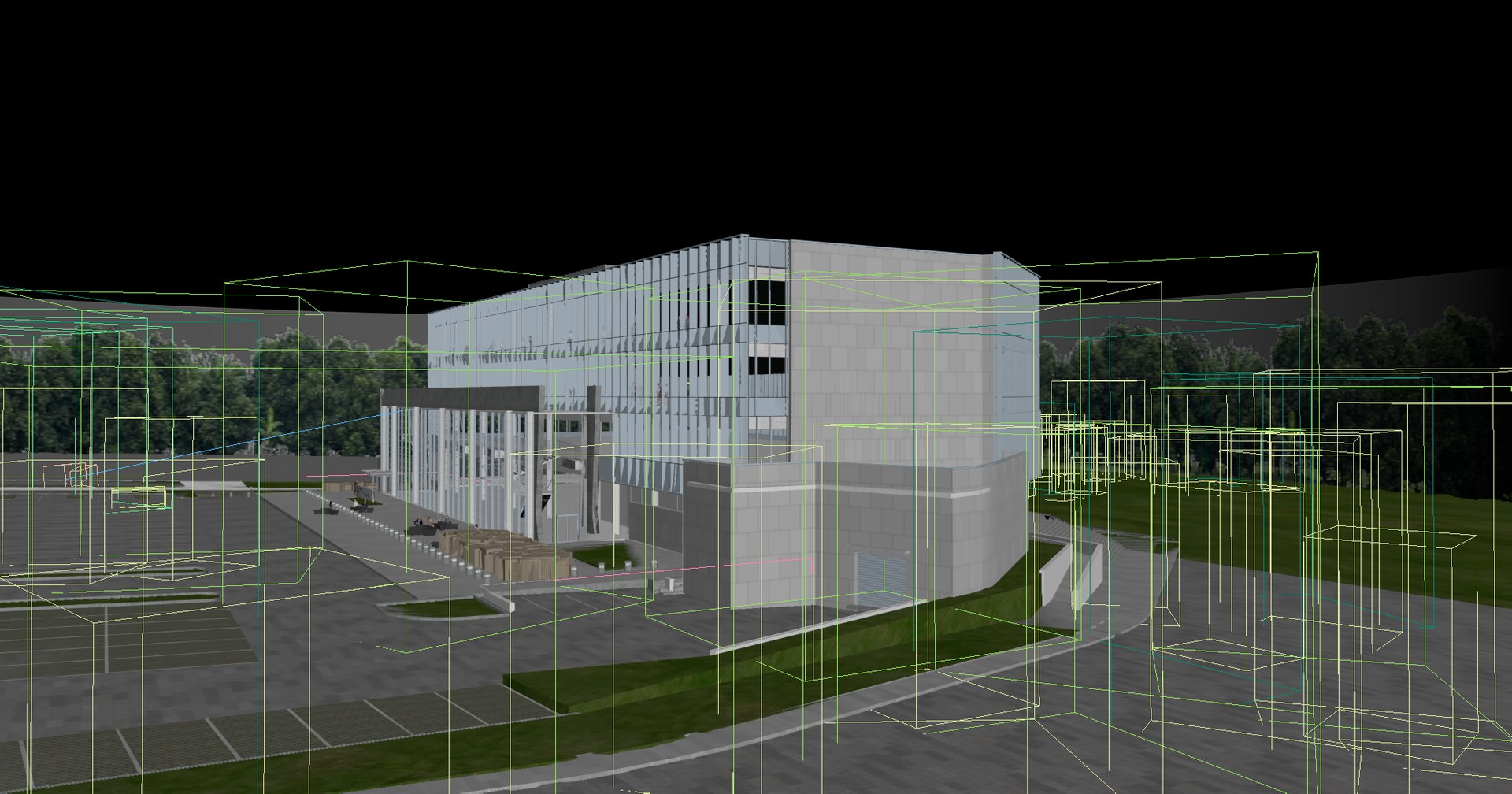3D Contemporary Government Office Building Exterior With Glass Facade ...