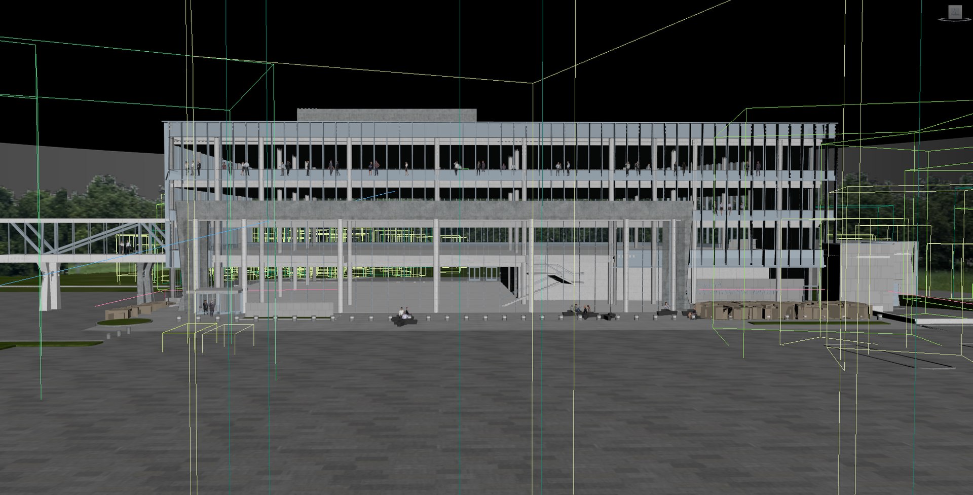 3D Contemporary Government Office Building Exterior With Glass Facade ...