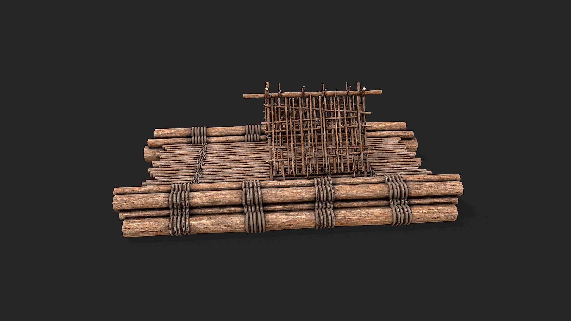 Primitive Wooden Raft Survival Boat 3D Model - TurboSquid 2359647