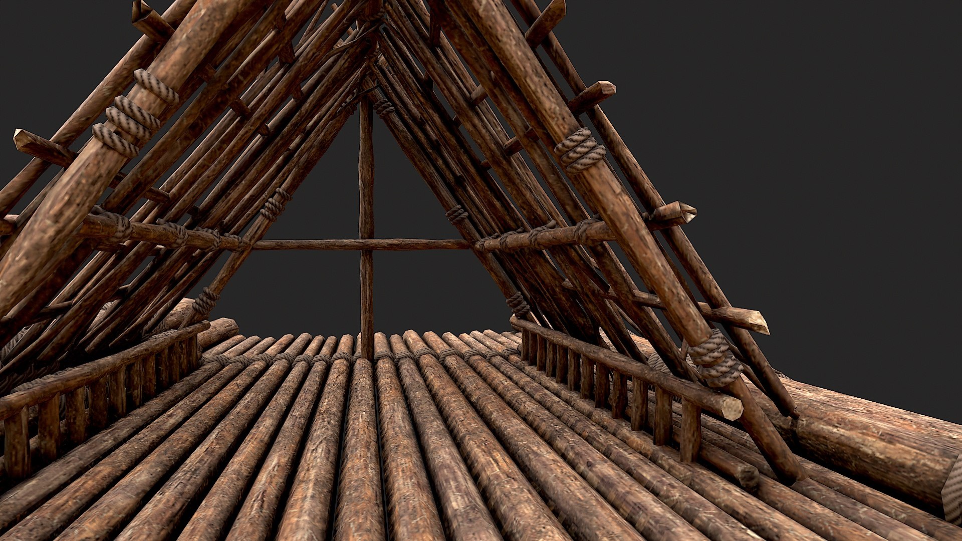 Primitive Wooden Raft Survival Boat 3D Model - TurboSquid 2359647