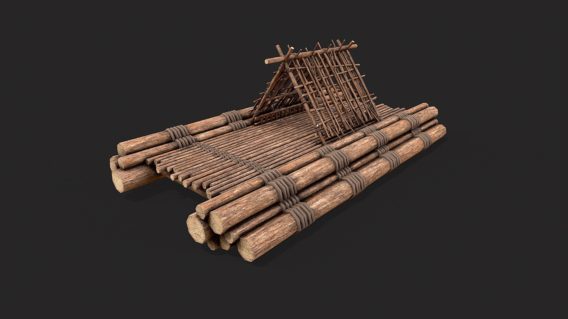 Primitive Wooden Raft Survival Boat 3D Model - TurboSquid 2359647