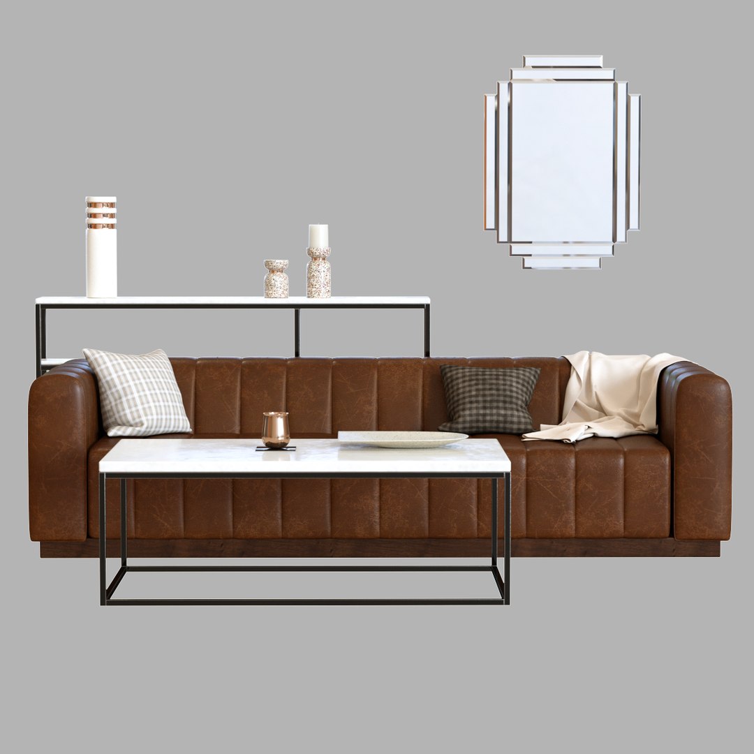 3D channels leather sofa model - TurboSquid 1675170