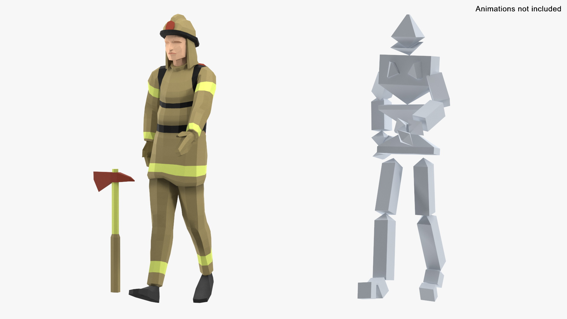Firefighter Low Poly Rigged 3D Model - TurboSquid 2184606