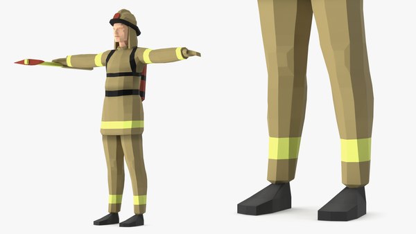 modelo 3d Bombero Low Poly Rigged - TurboSquid 2184606