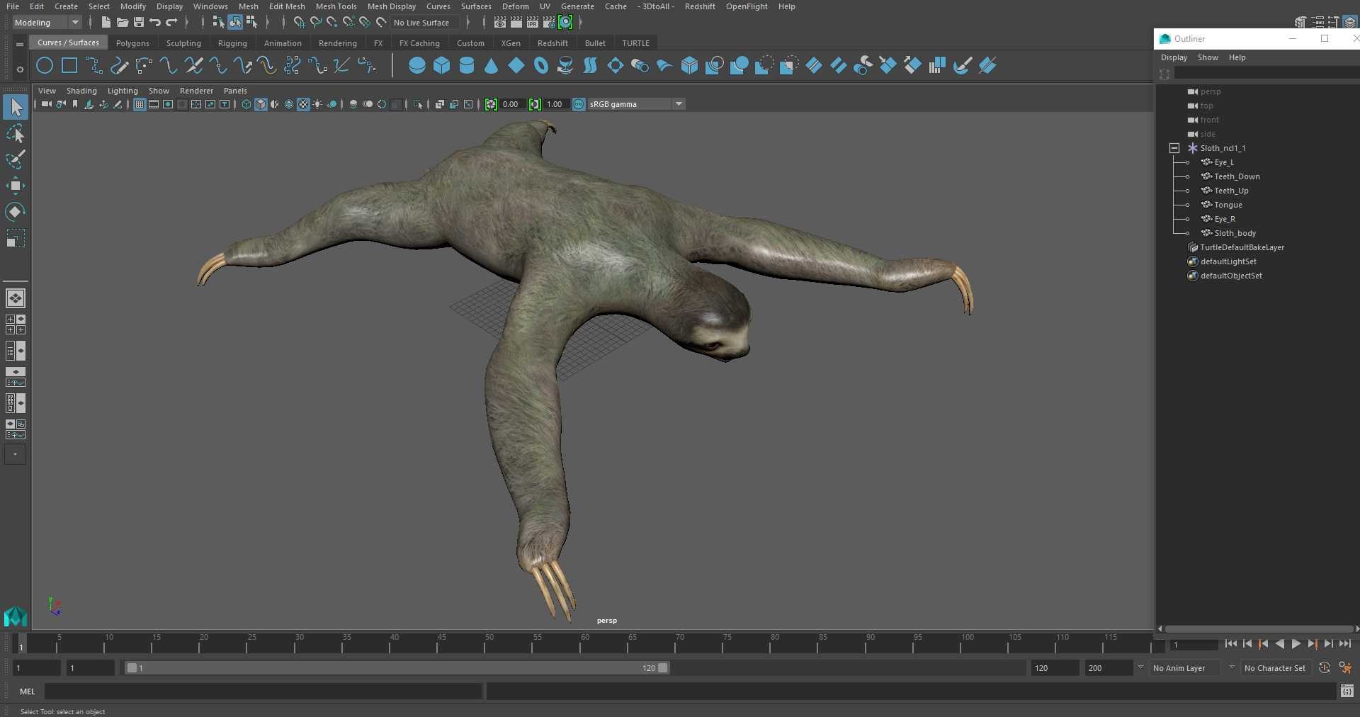 3D Sloth - TurboSquid 2180372