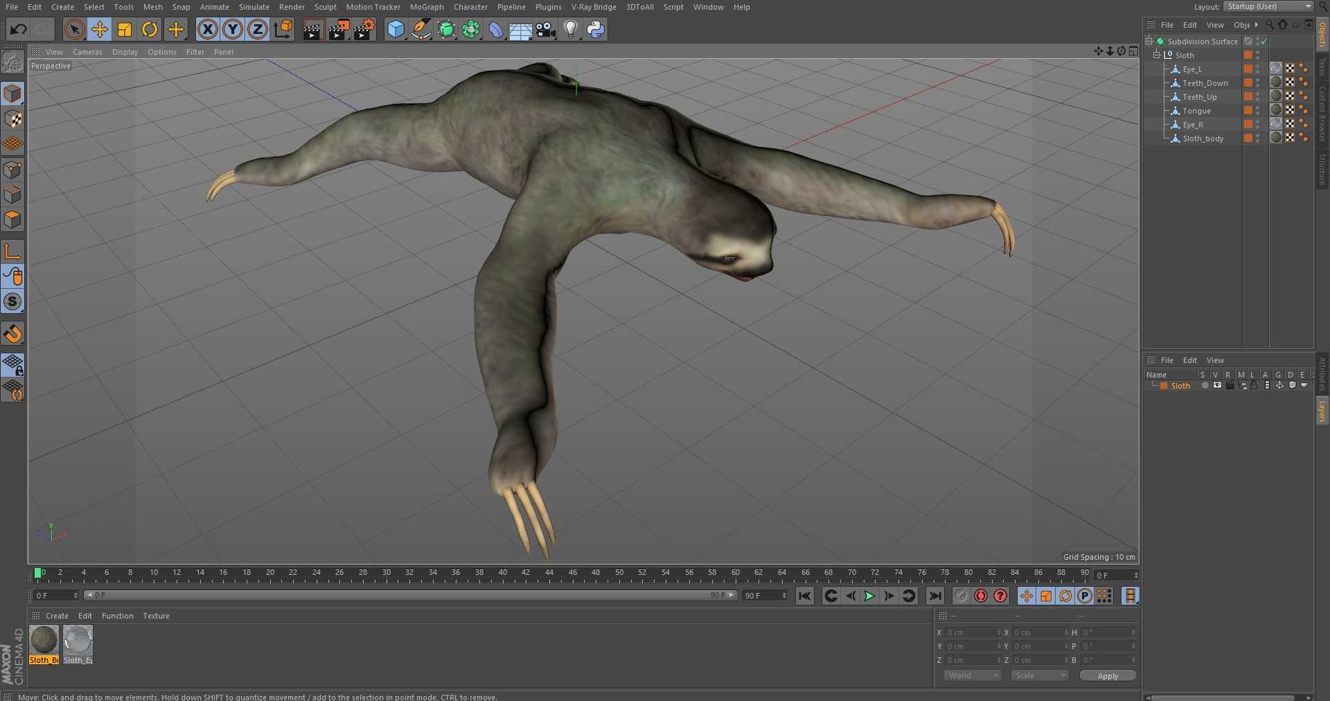 3D Sloth - TurboSquid 2180372